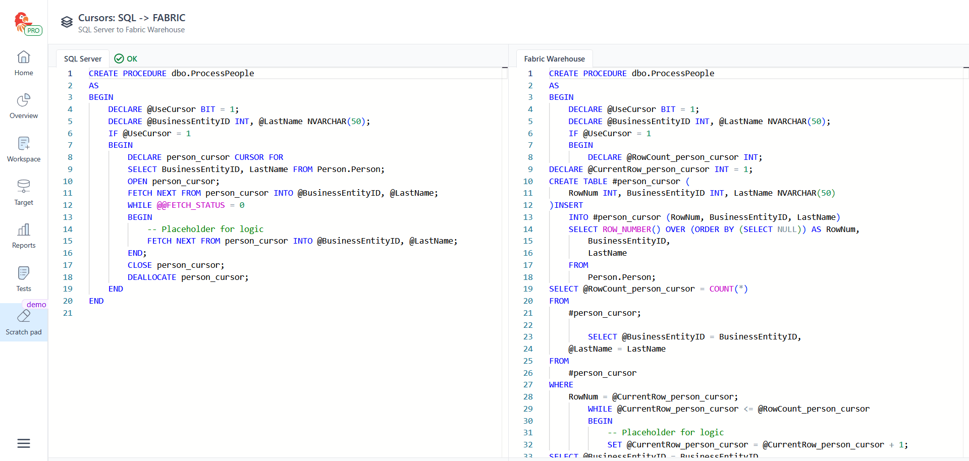 Cursors in control flow - SQL Tran - Spectral Core