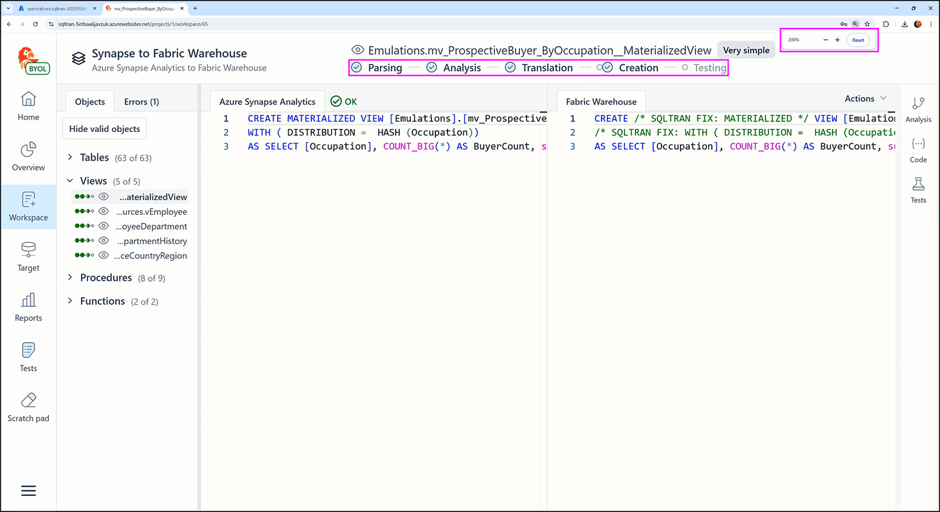 Verifying schema in the staging databases - SQL Tran - Spectral Core